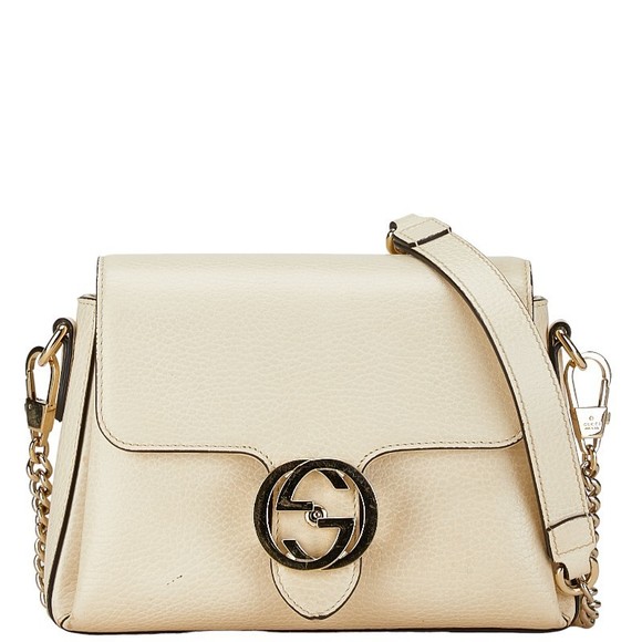Gucci | Bags | Gucci Interlocking Gg Chain Shoulder Bag Black Leather ...
